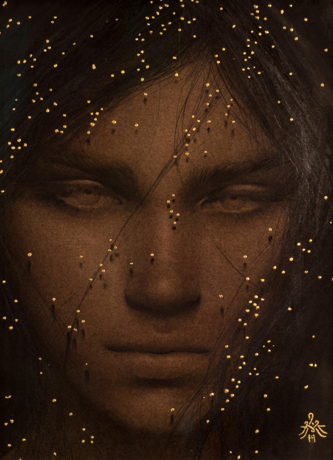 Alessandra Maria - Dust III - Contemporary Drawing with Gold Leaf at ...