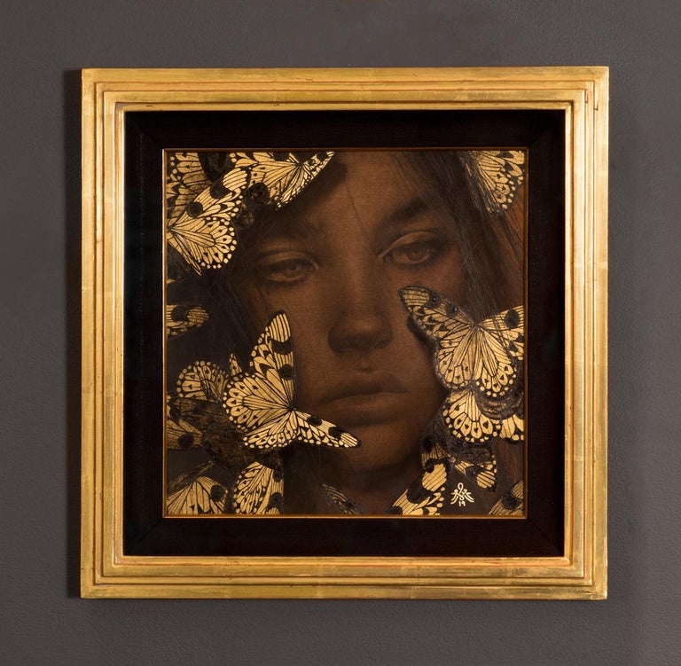 Alessandra Maria - Reverie IV - Contemporary Drawing with Gold Leaf at ...