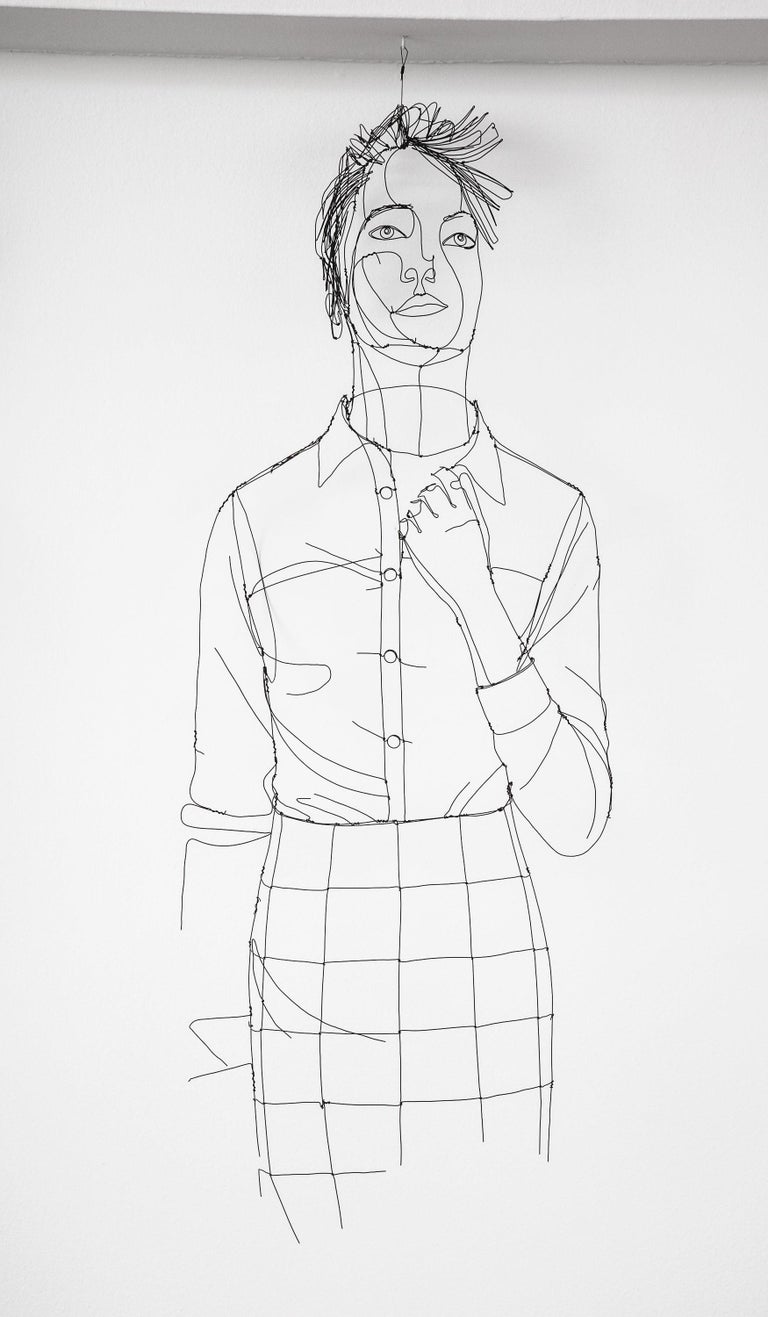 Alexandre Bour - Wire Sculpture of Woman For Sale at 1stDibs