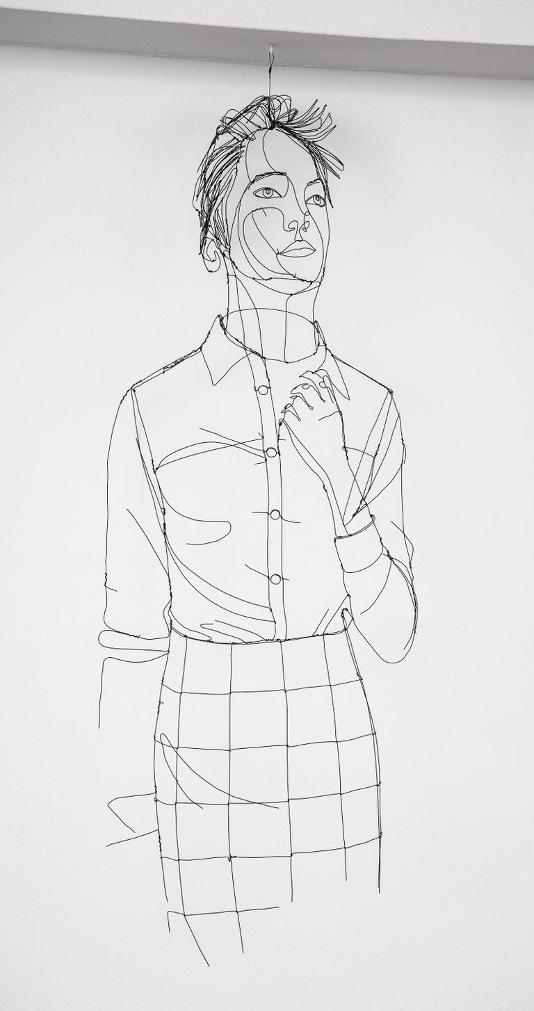 Alexandre Bour - Wire Sculpture of Woman For Sale at 1stDibs
