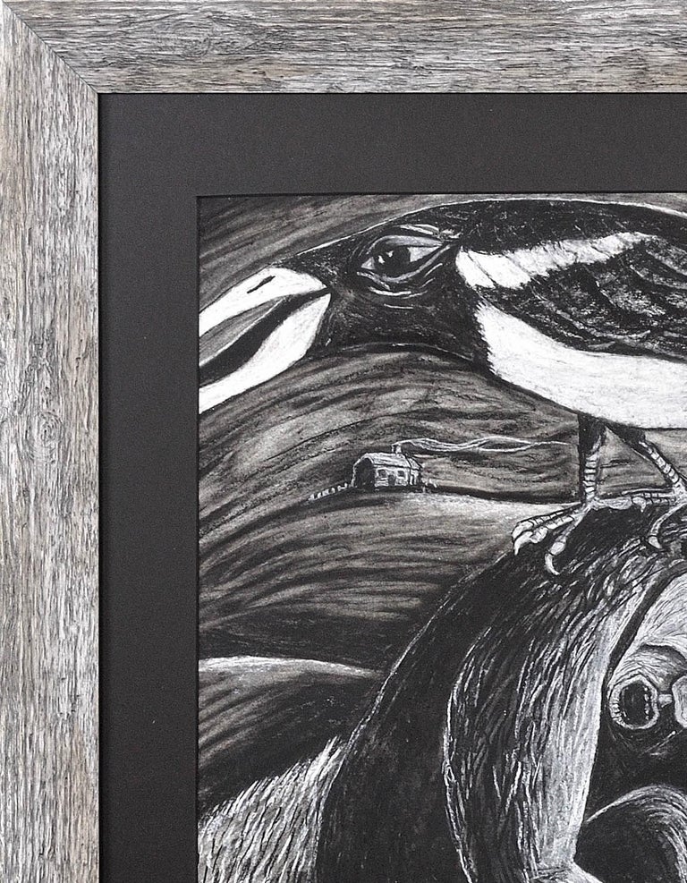 Julian Ruddock - Le Voleur. Dessin original de l'artiste Welsh. Magpie ...