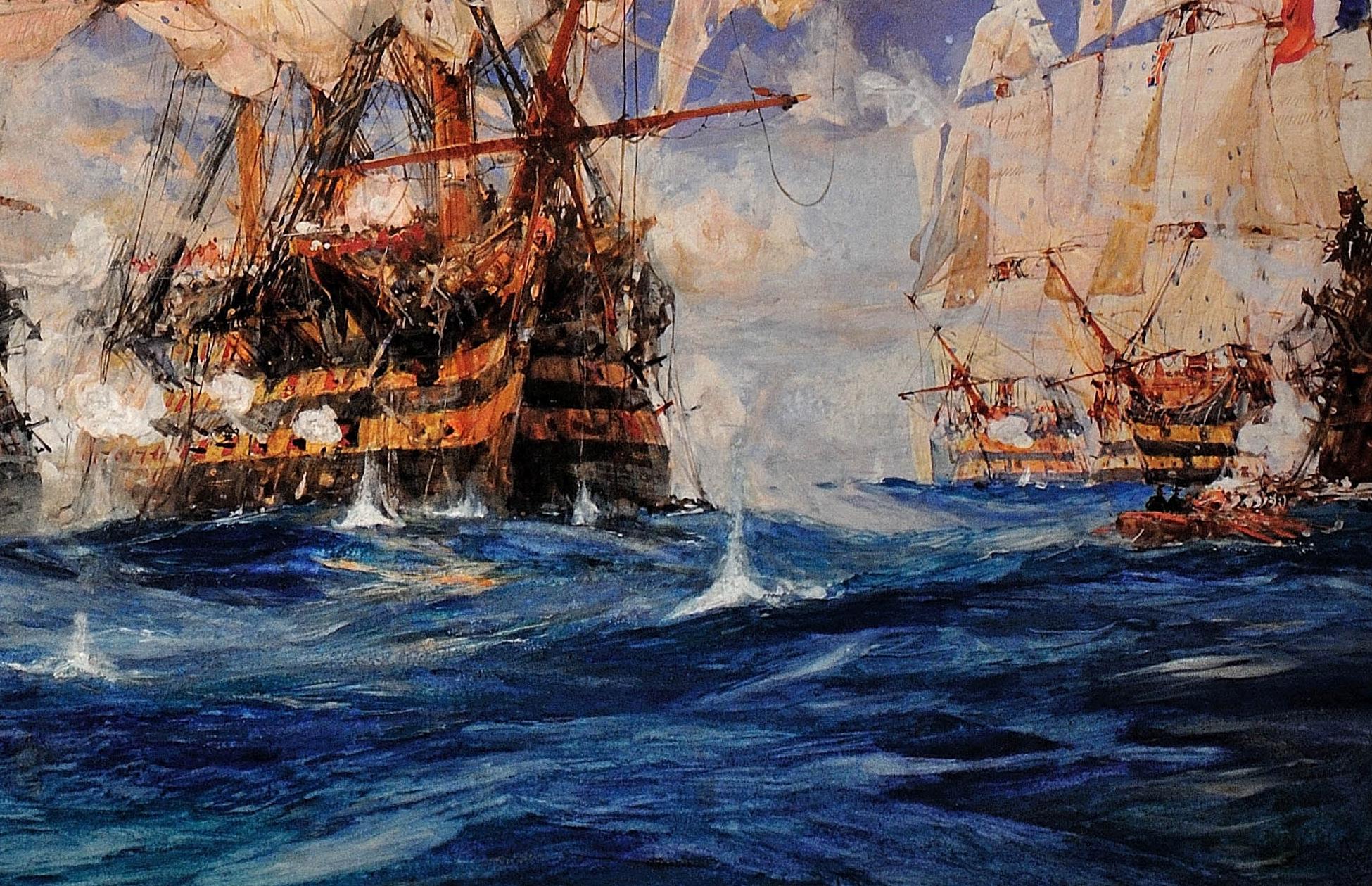 Charles Edward Dixon 1 - Battle of Trafalgar.Original Marine Painting ...