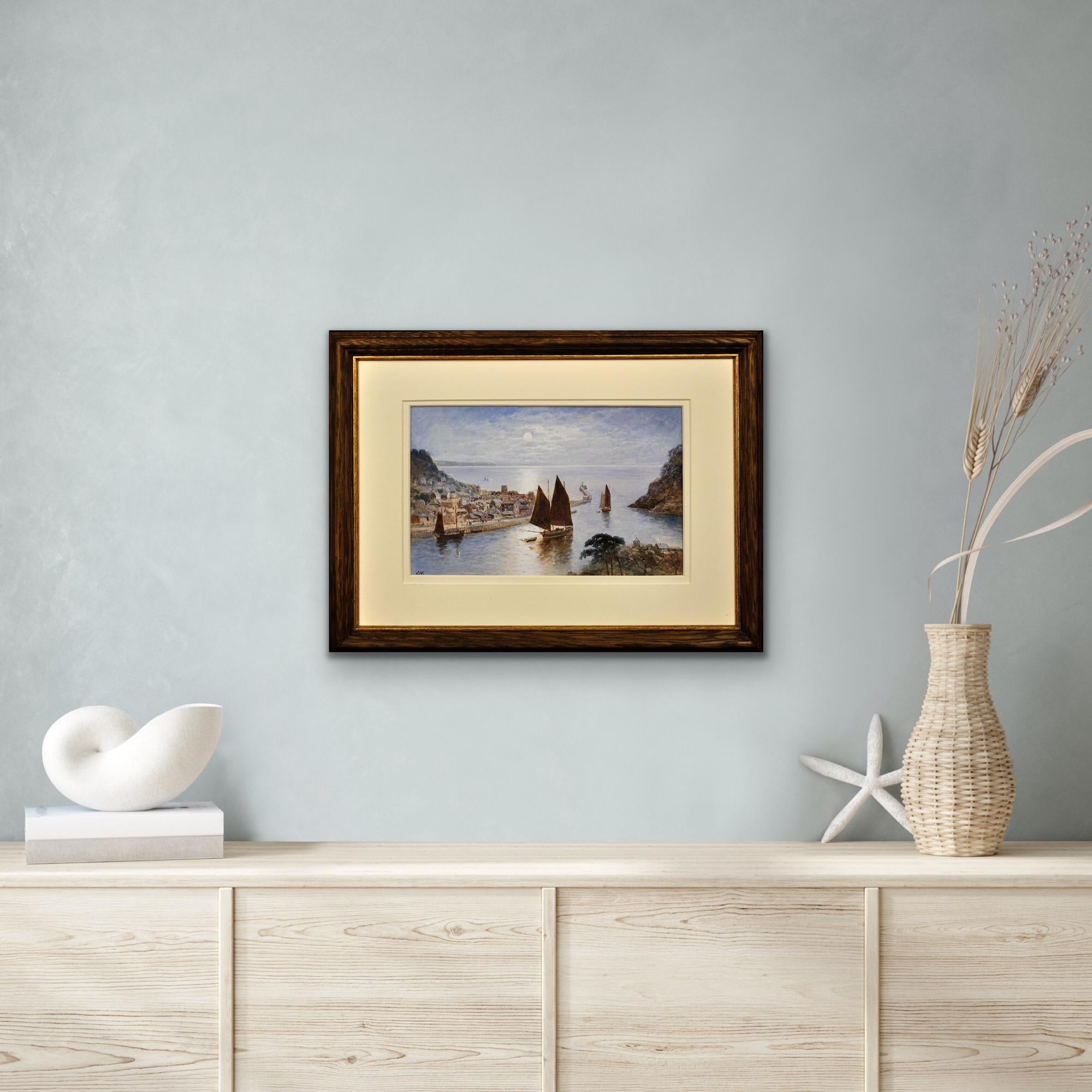 J. Wilson - Looe Town and Harbor, Cornwall. Luggers Under Sail. Early ...