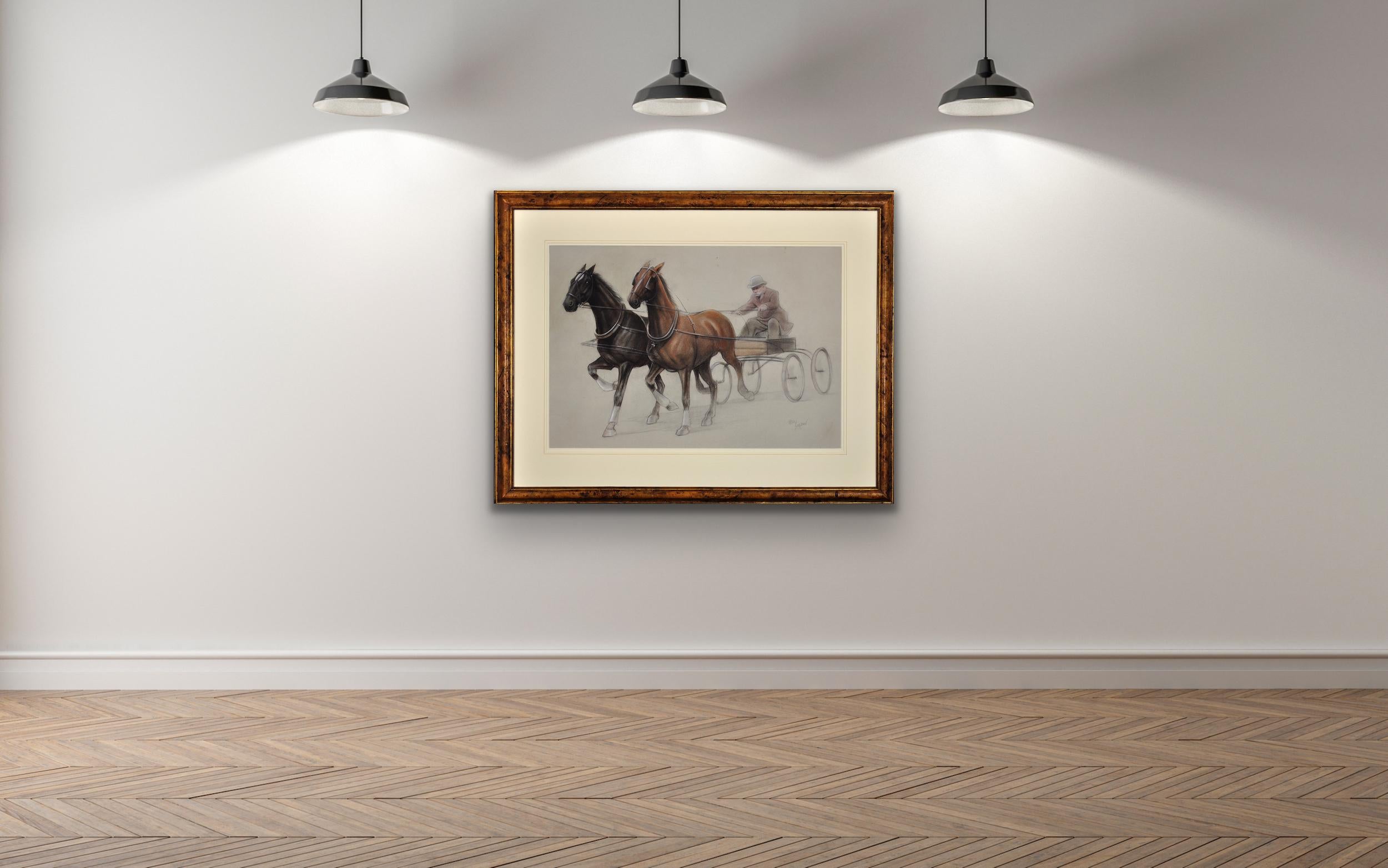 Cecil Charles Windsor Aldin, R.B.A. - Trotting Horses Harnessed to a ...