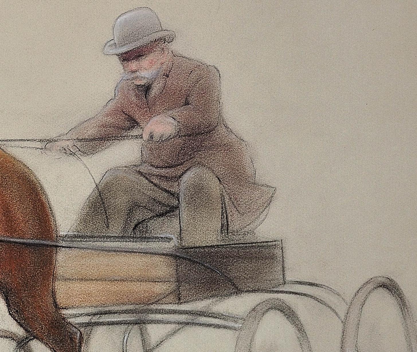 Cecil Charles Windsor Aldin, R.B.A. - Trotting Horses Harnessed to a ...