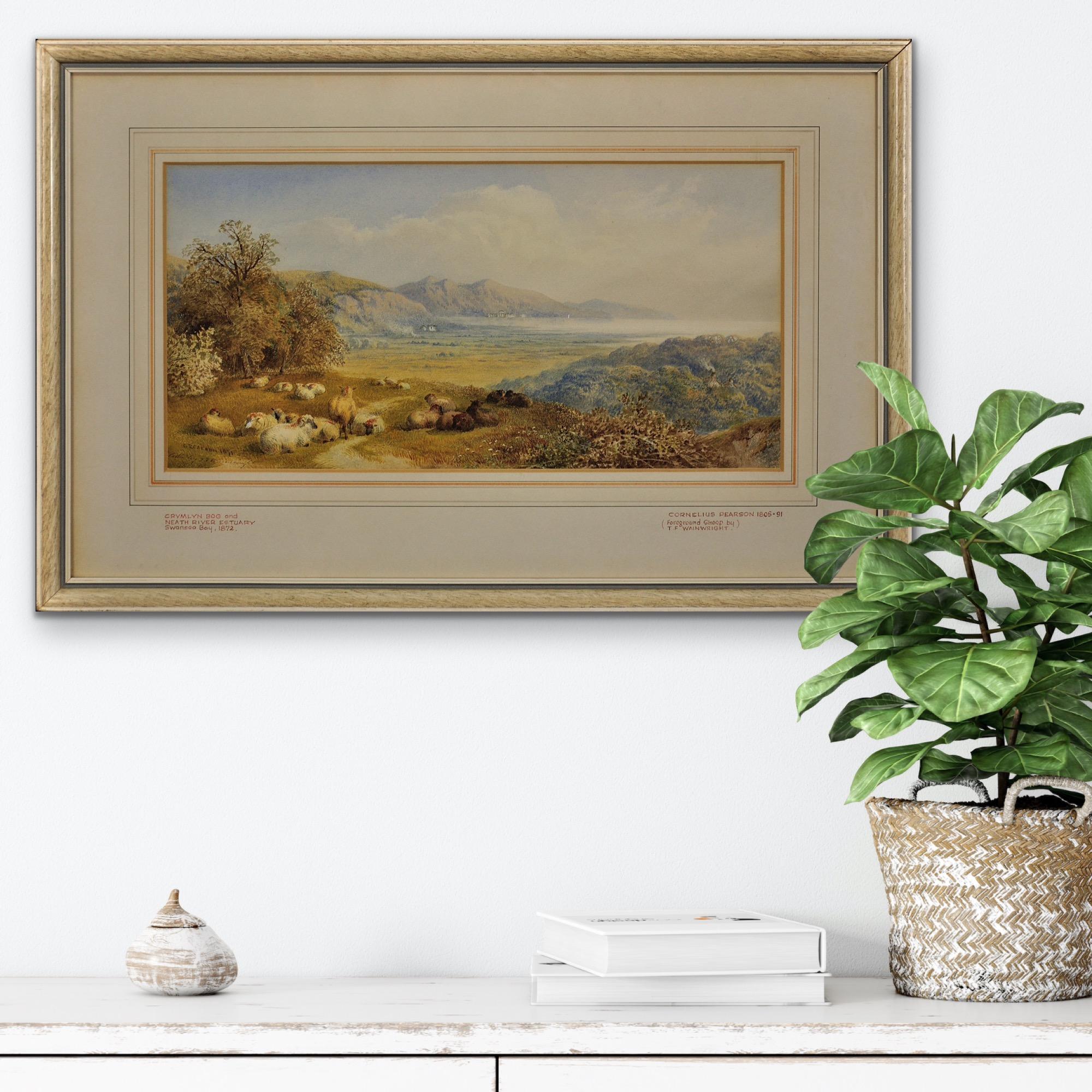 Cornelius Pearson - Crymlyn Bog and Neath River Estuary Swansea Bay 1872. Wales. Welsh ...