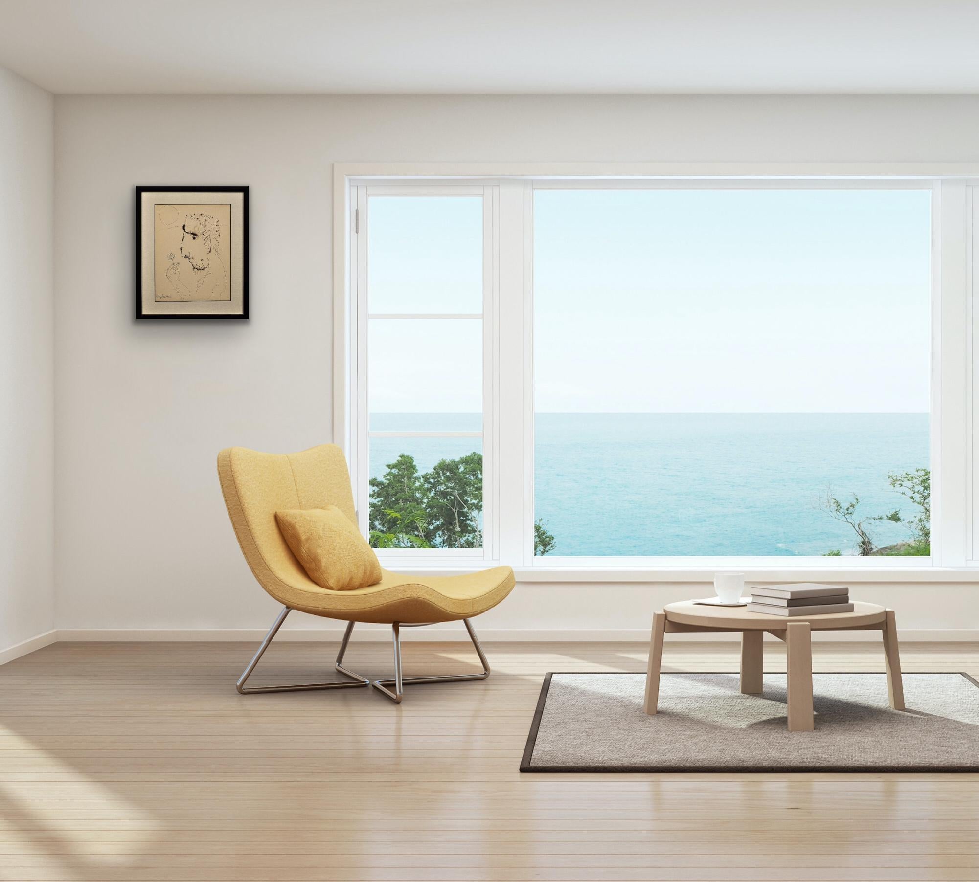 John Kingerlee - John.Retrato Modern British.Mediados del siglo XX.Dibujo original a tinta. El ...