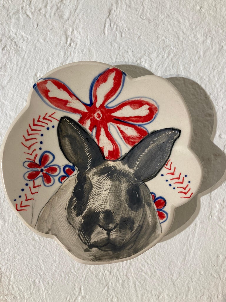 Hannah Niswonger - Rabbit Cloud Plate For Sale at 1stDibs