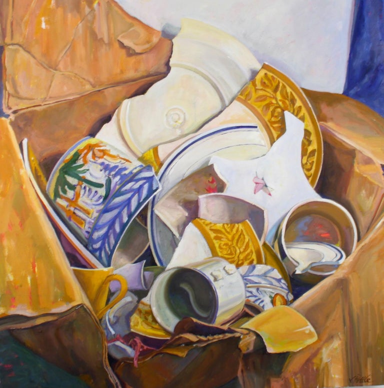 Jill Pottle - "Dish Disarray", oil painting, still life, retro, high ...