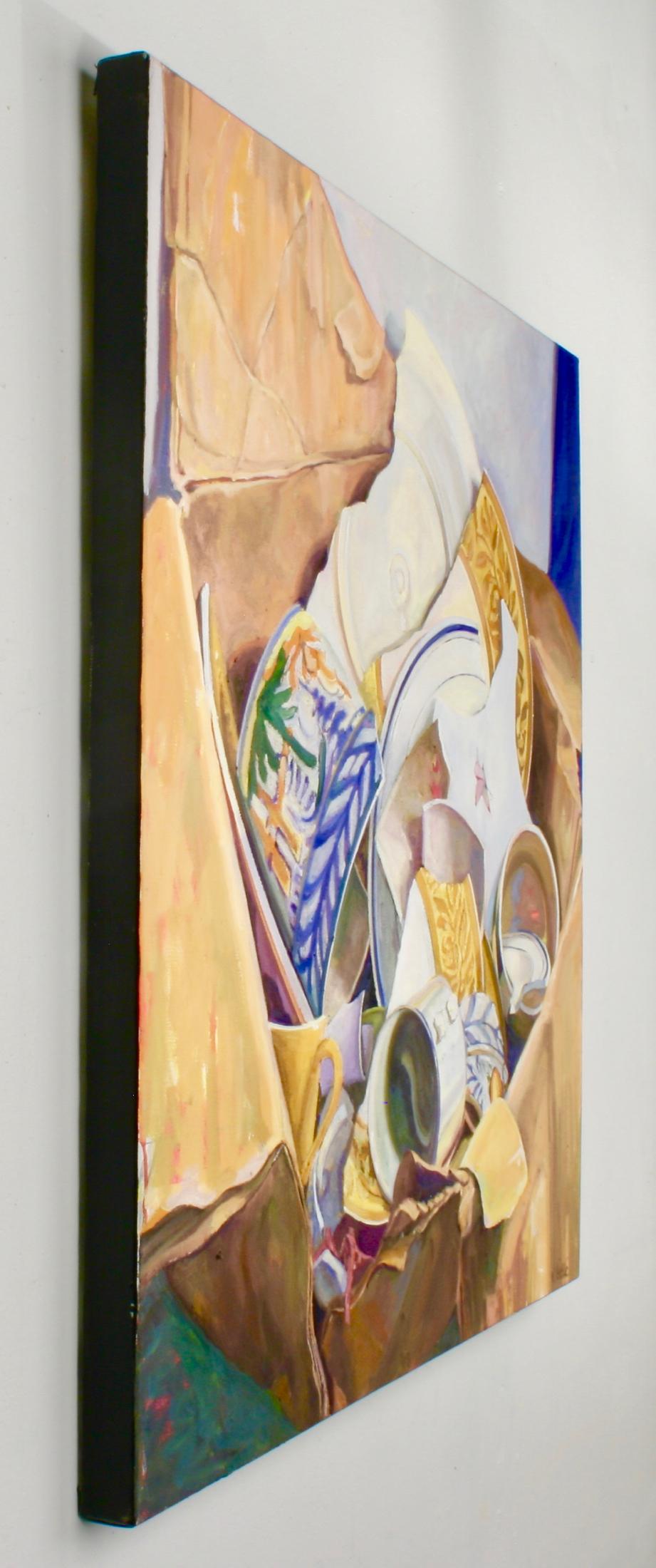 Jill Pottle - "Dish Disarray", oil painting, still life, retro, high ...