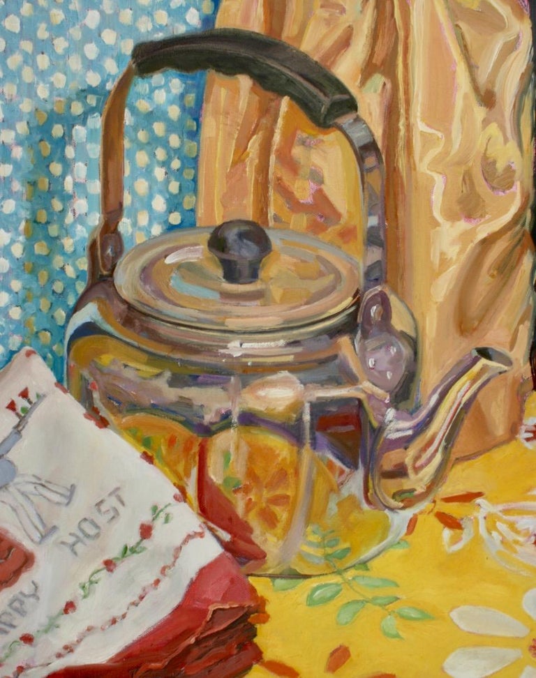 Jill Pottle - "Hostess", oil painting, still life, pot, retro, ready to ...