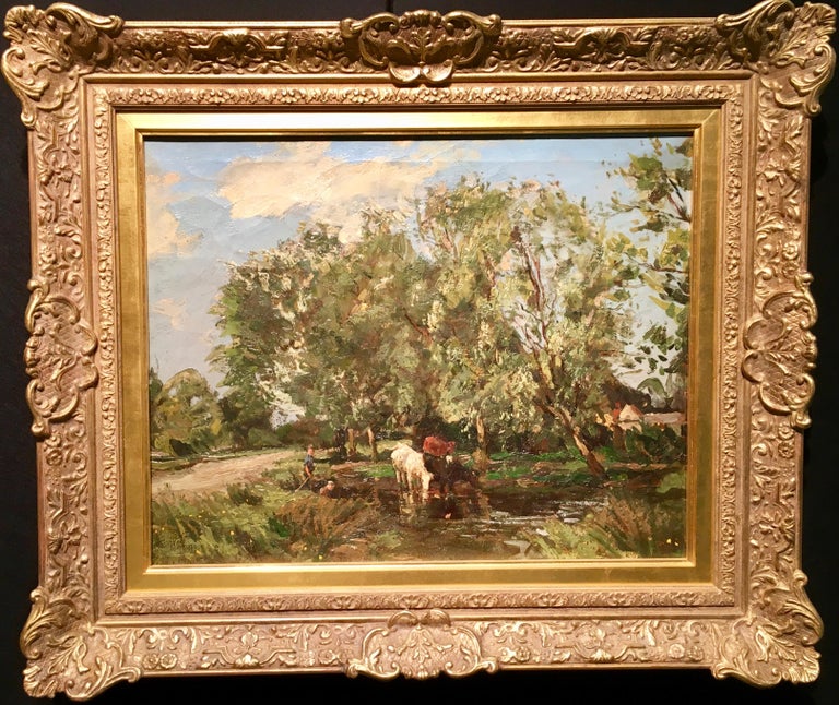 Albert Ernest Bottomley - English Impressionist landscape with cows ...