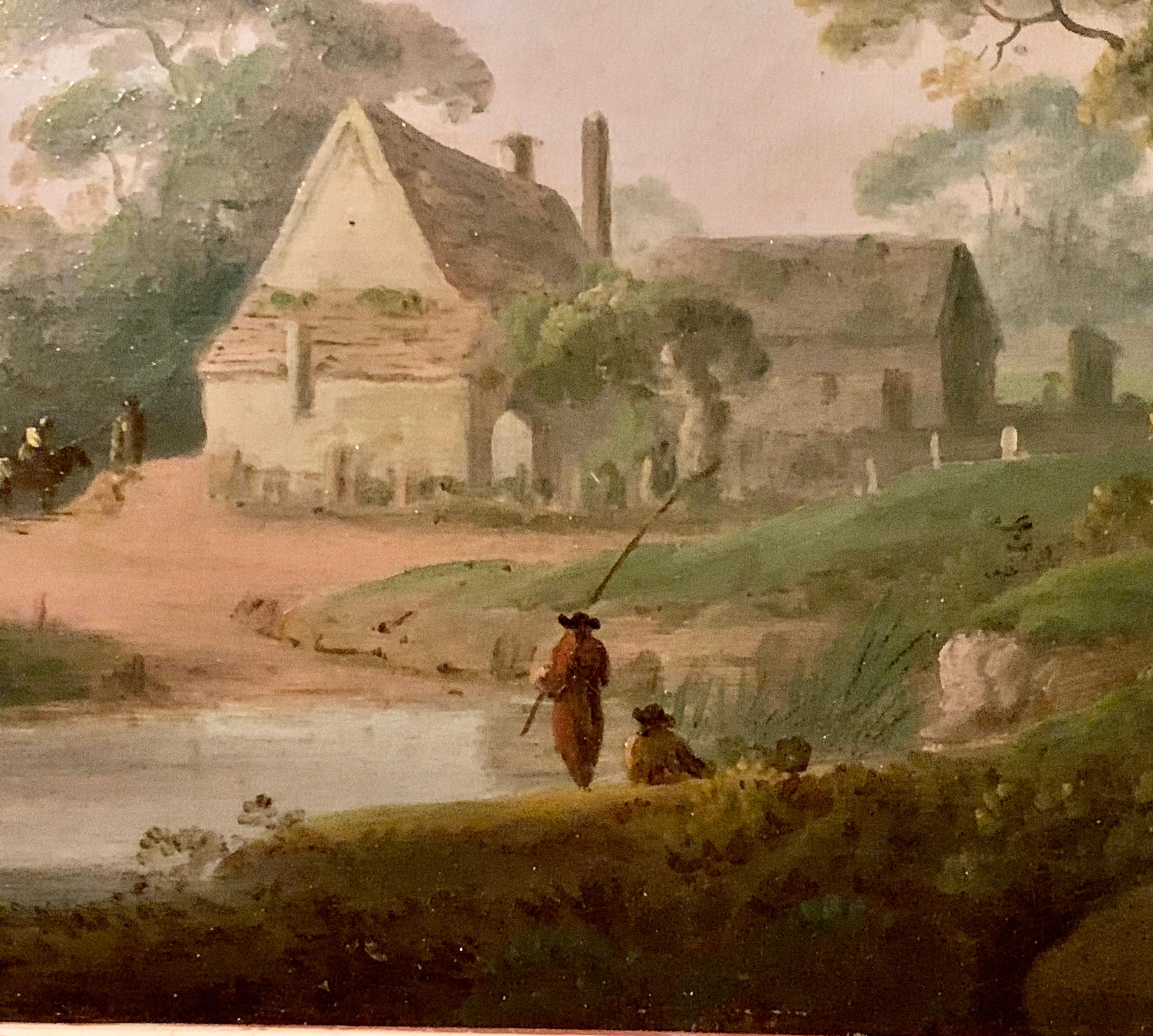 John Rathbone - 18th century English rural landscape with figures ...
