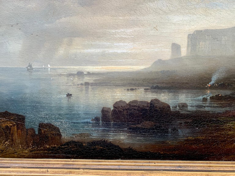 Karl Heilmayer - Night time sea scape with landscape and moonlight ...