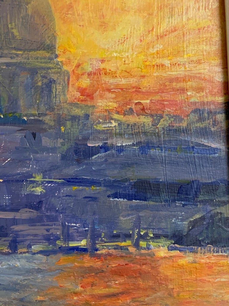 David J Brooker - English Impressionist View from the Thames River of ...