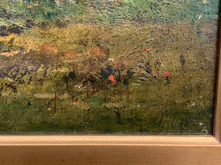 F de Brenah - French 19th century Impressionist sunset landscape, with ...