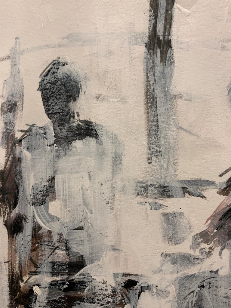 Bertha Long - English abstract 20th century oil sketch of a figure in ...