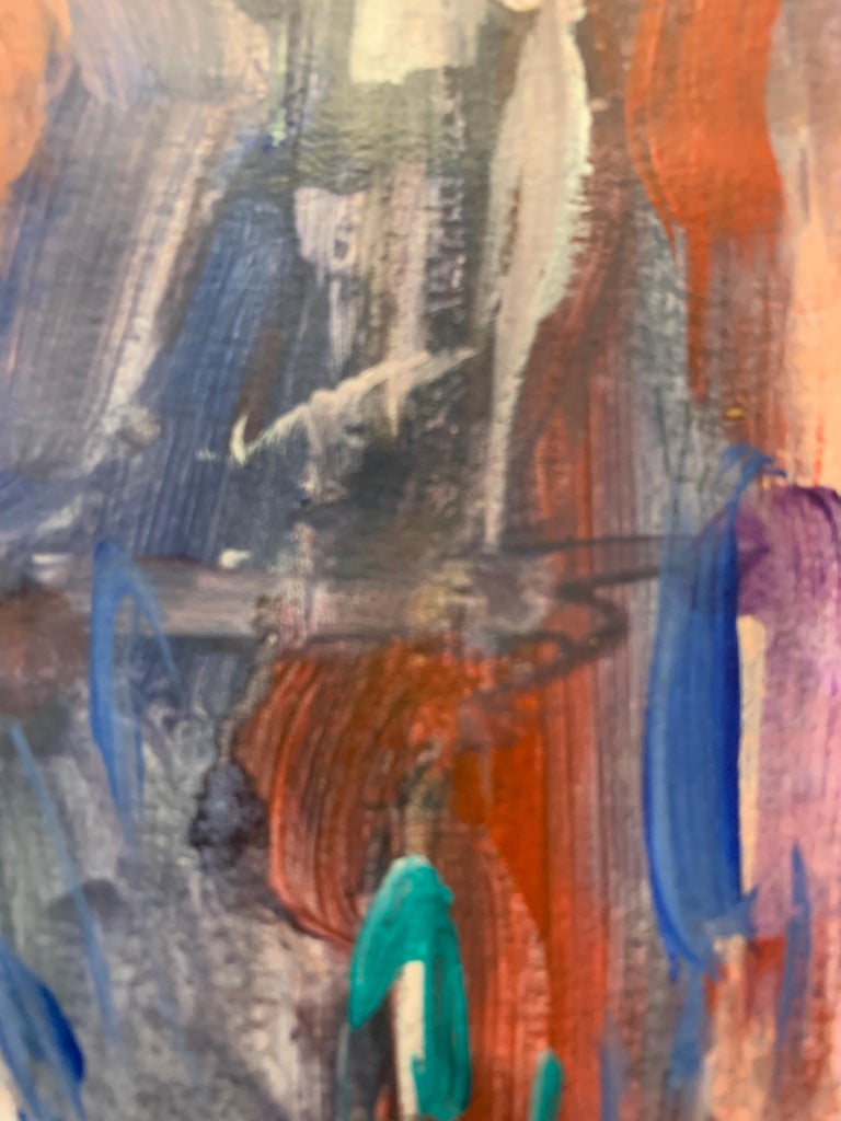 Bertha Long - English abstract 20th century oil sketch of a portrait of ...