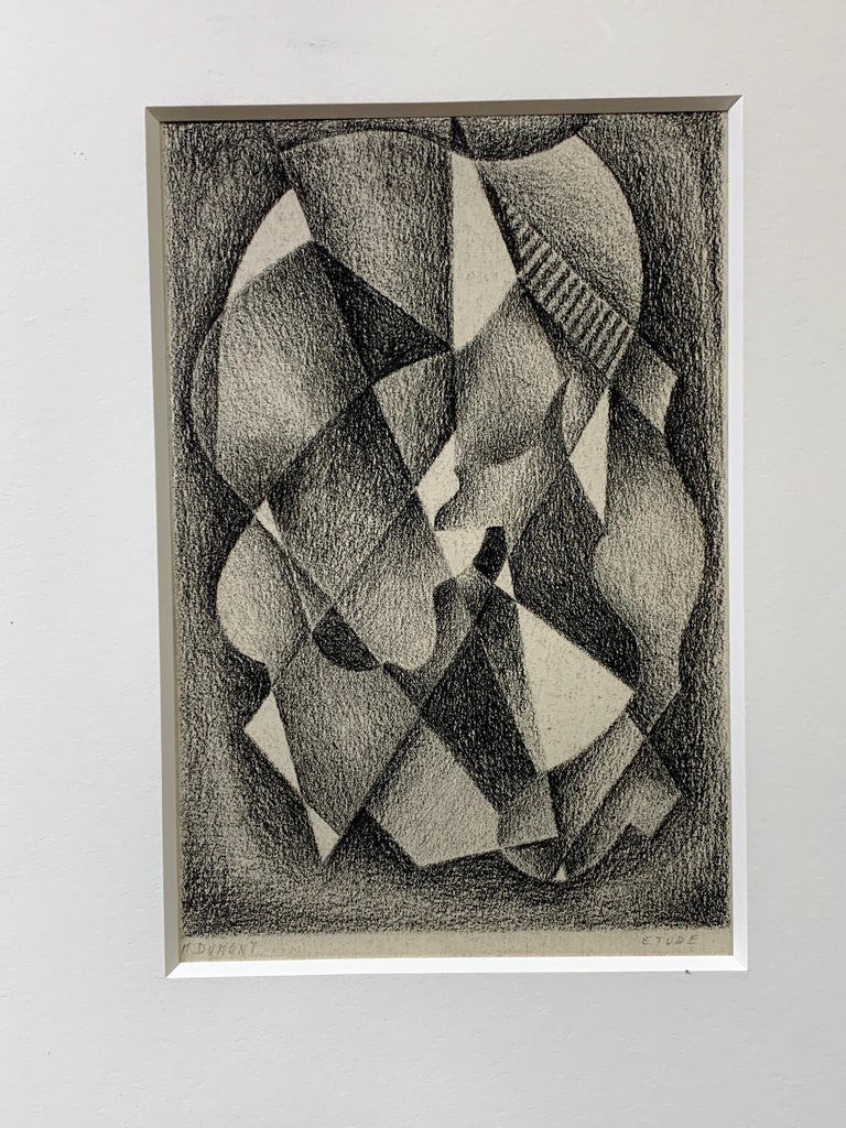 Marcel Dumont - 20th century Belgium, Black and White Abstract pencil ...