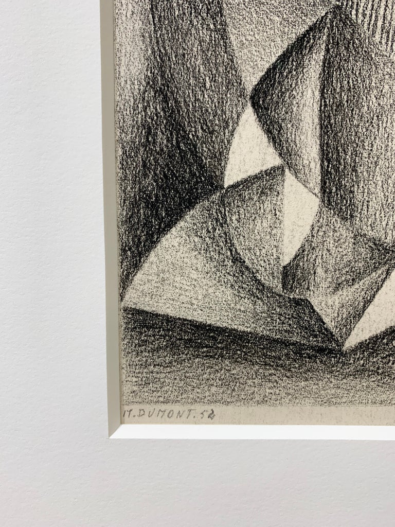 Marcel Dumont - 20th century Belgium, Black and White Abstract pencil ...