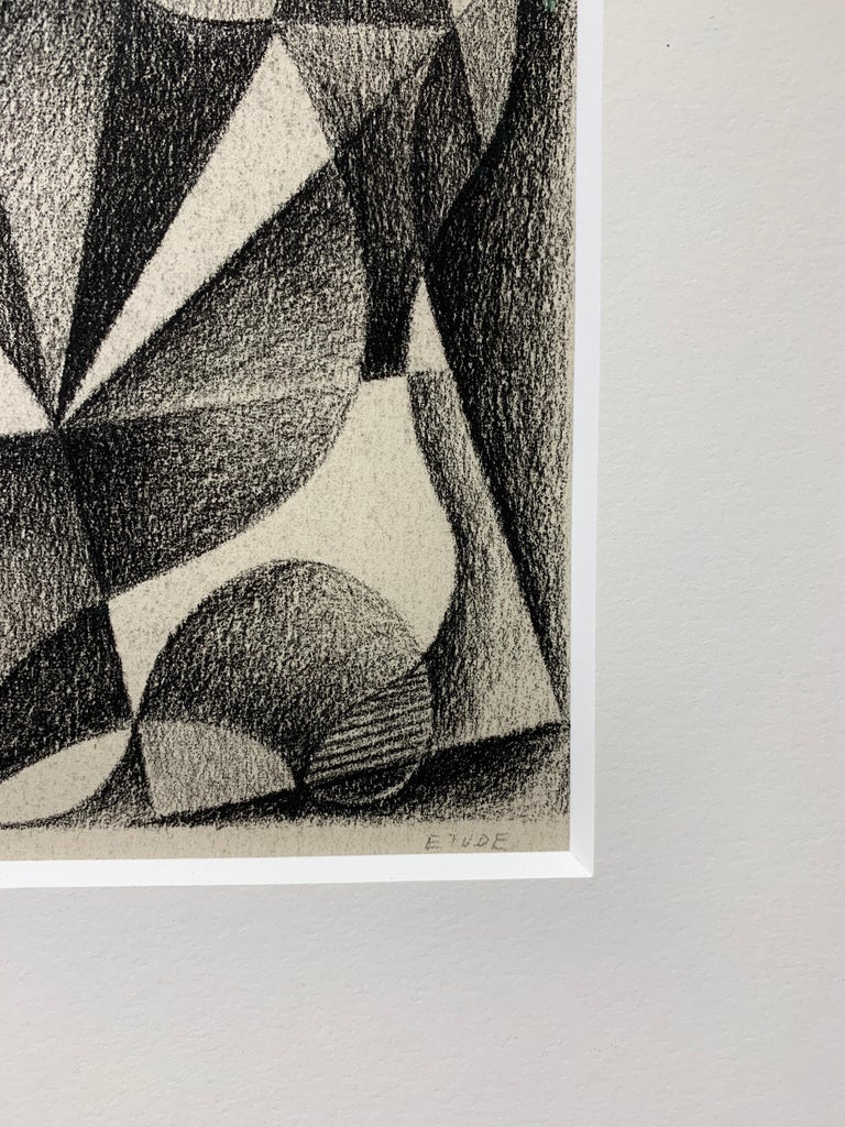 Marcel Dumont - 20th century Belgium, Black and White Abstract pencil ...