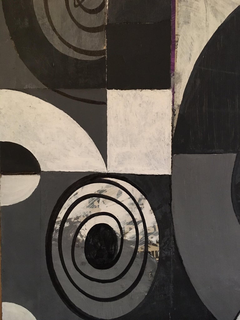 George Holt - Abstract Monochrome Painting (2), Cubism, Mixed Medium ...