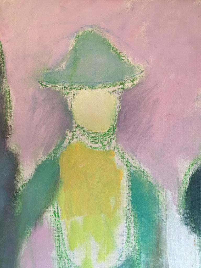 Akos Biro - Pastel Pink 1970's Abstract, Colourful Oil Painting ...