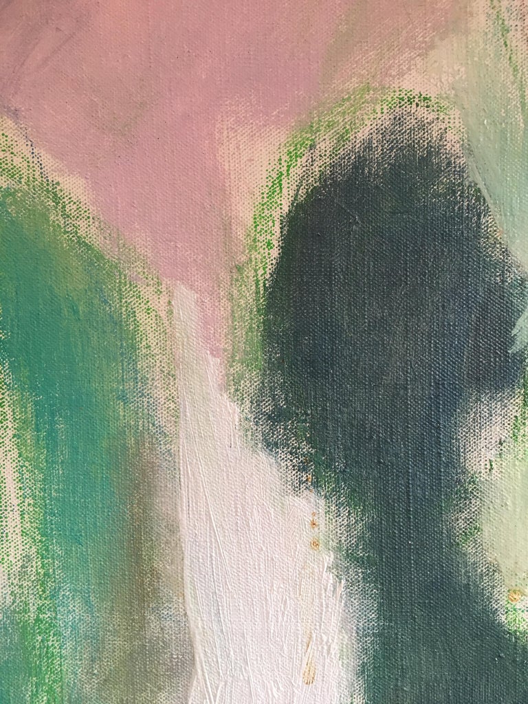 Akos Biro - Pastel Pink 1970's Abstract, Colourful Oil Painting ...