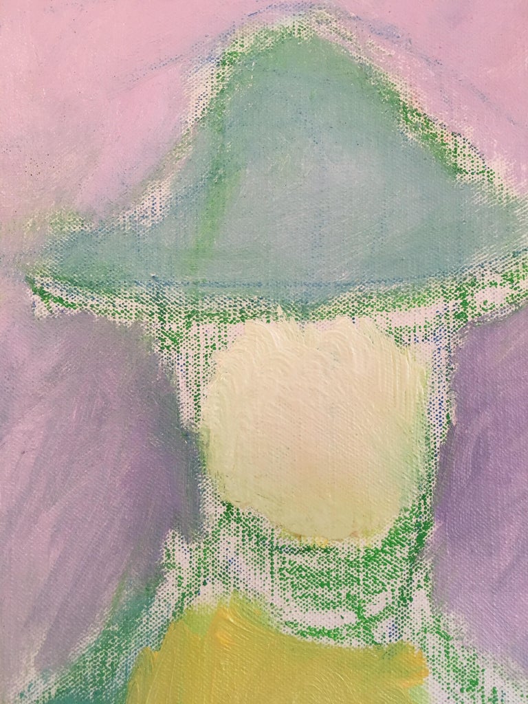 Akos Biro - Pastel Pink 1970's Abstract, Colourful Oil Painting ...