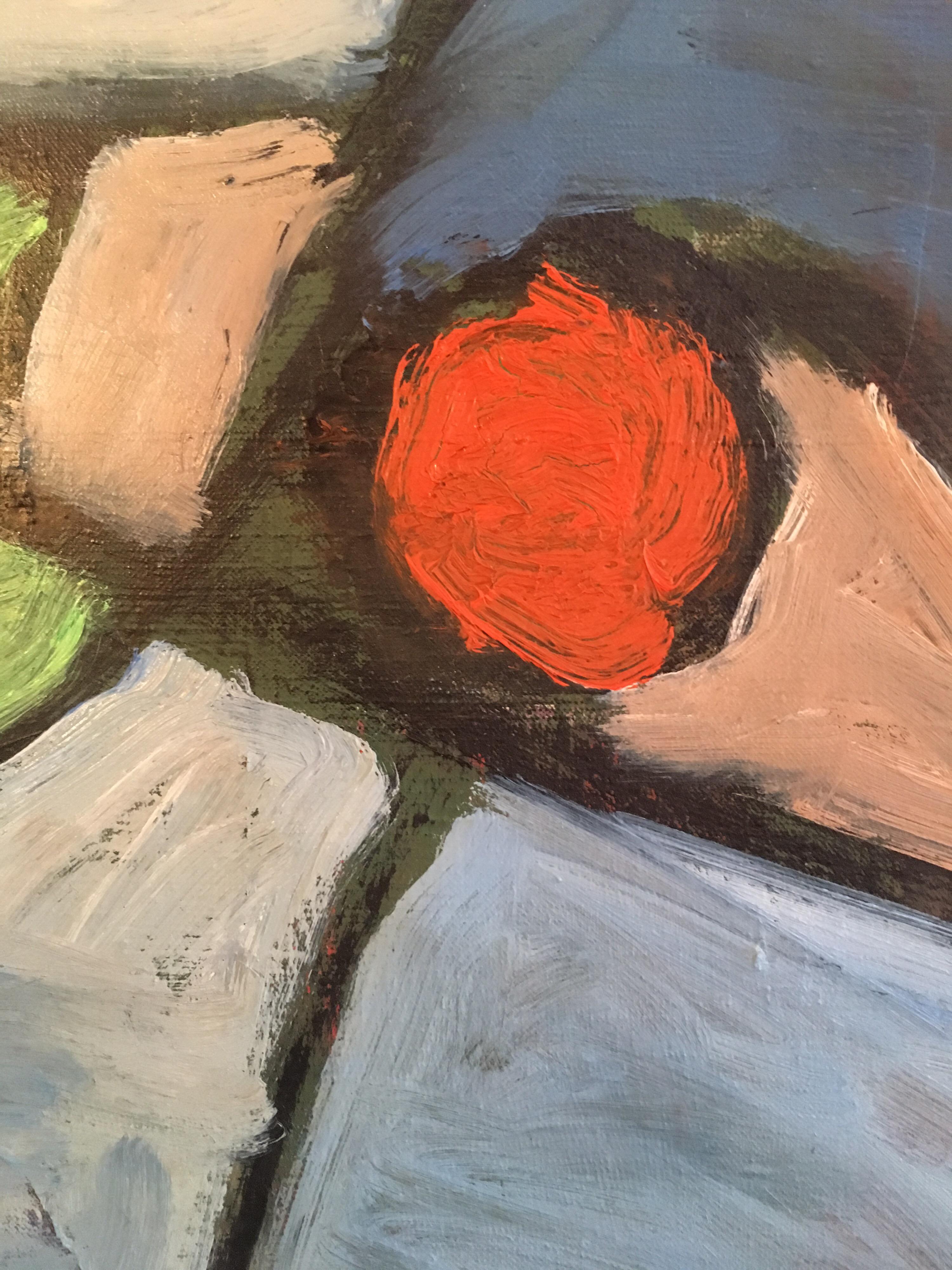 Akos Biro - Large Abstract 1960s Colourful Oil Painting, Original Frame ...