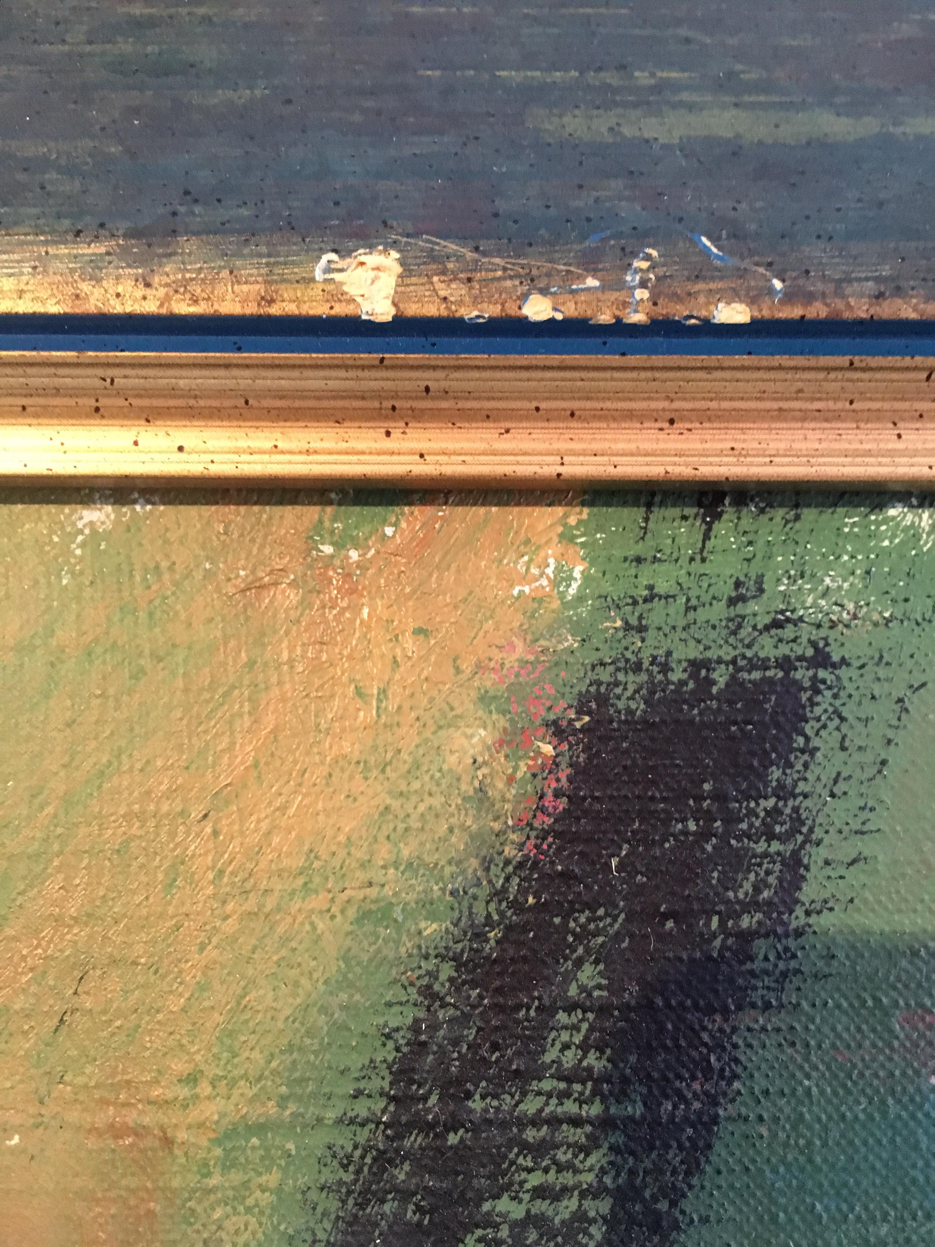 Akos Biro - Large Abstract 1960s Colourful Oil Painting, Original Frame ...