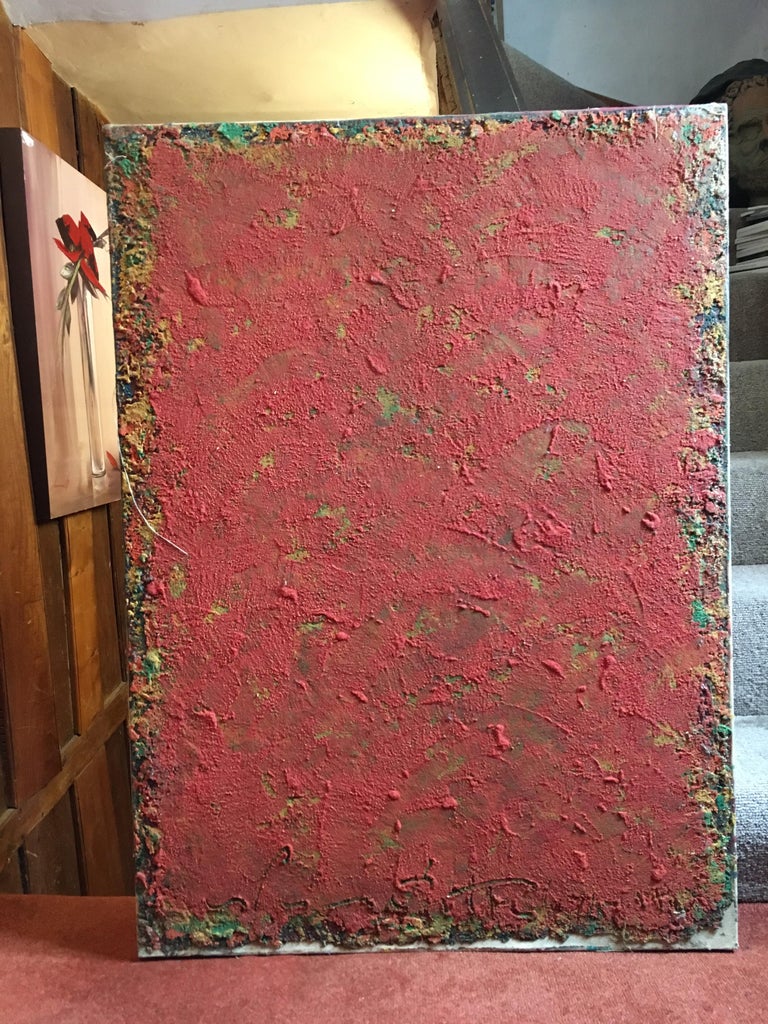 Unknown - Large Red Block Abstract, Mixed Medium, Original Painting For ...