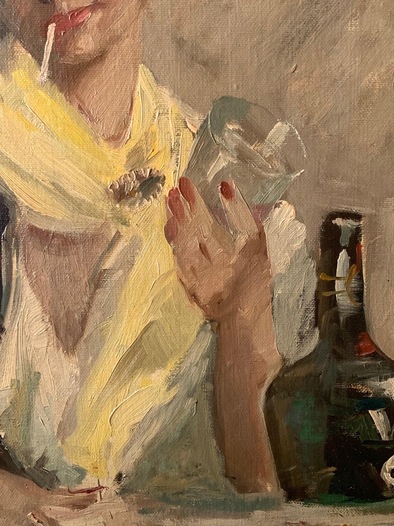 John Kenneth Ferguson - Mid 20th century Oil Painting Lady Smoking ...