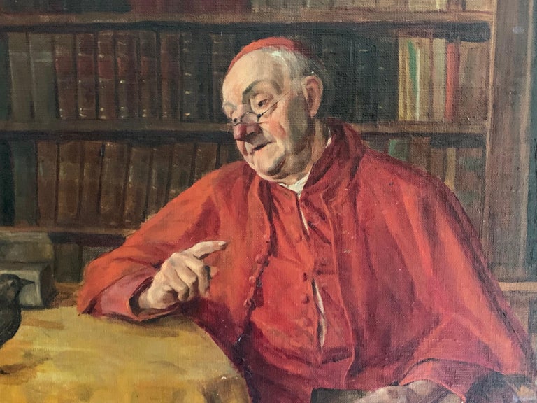 Hans Kratzer (1874-1927) - Cardinal in Book Lined Study Interior with ...