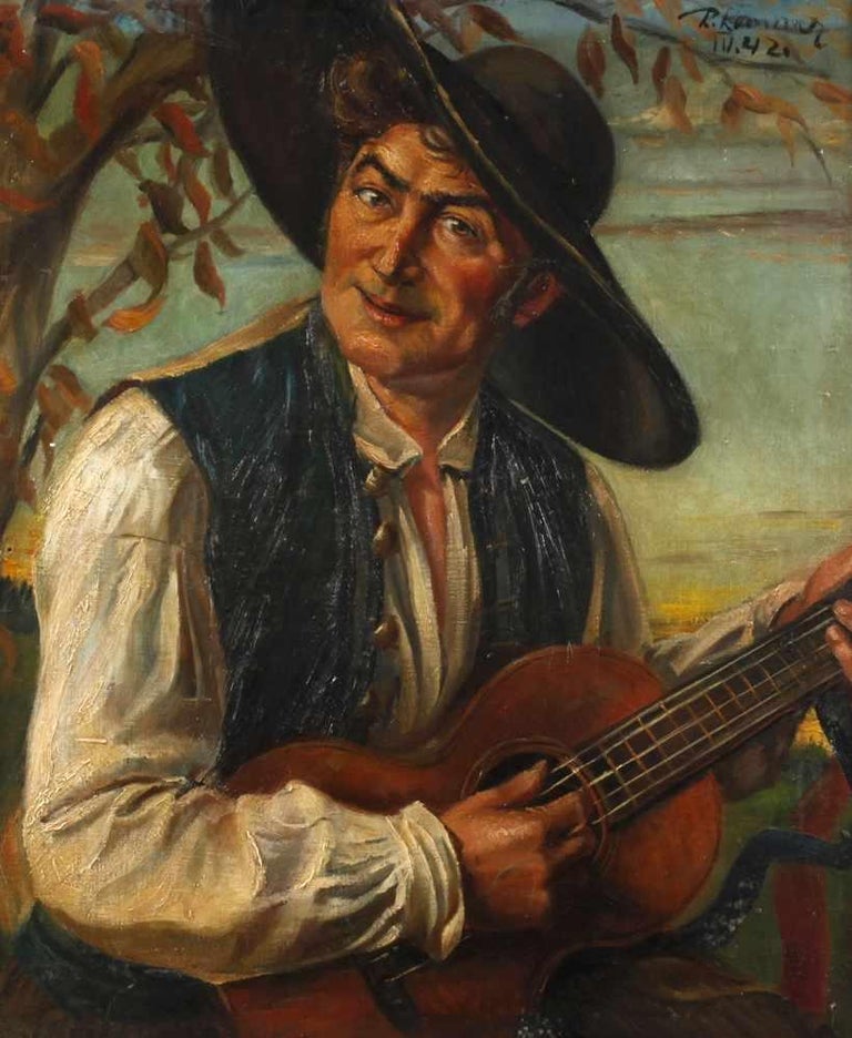 Italian signed - The Italian Mandolin Player 1940's Signed Oil Painting ...