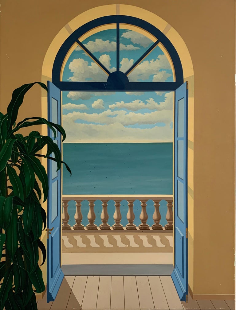 Wendt - Huge 1970's Danish Surrealist Oil Painting - Looking through ...