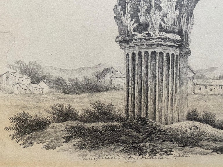 Unknown - Fine 1840's Grand Tour Drawing Ancient Italian Ruins Roman ...