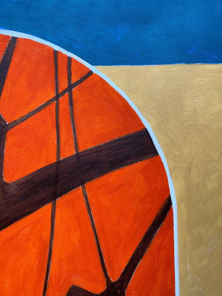 Michael Haswell - Abstract Painting by Listed British artist Reds Blues ...