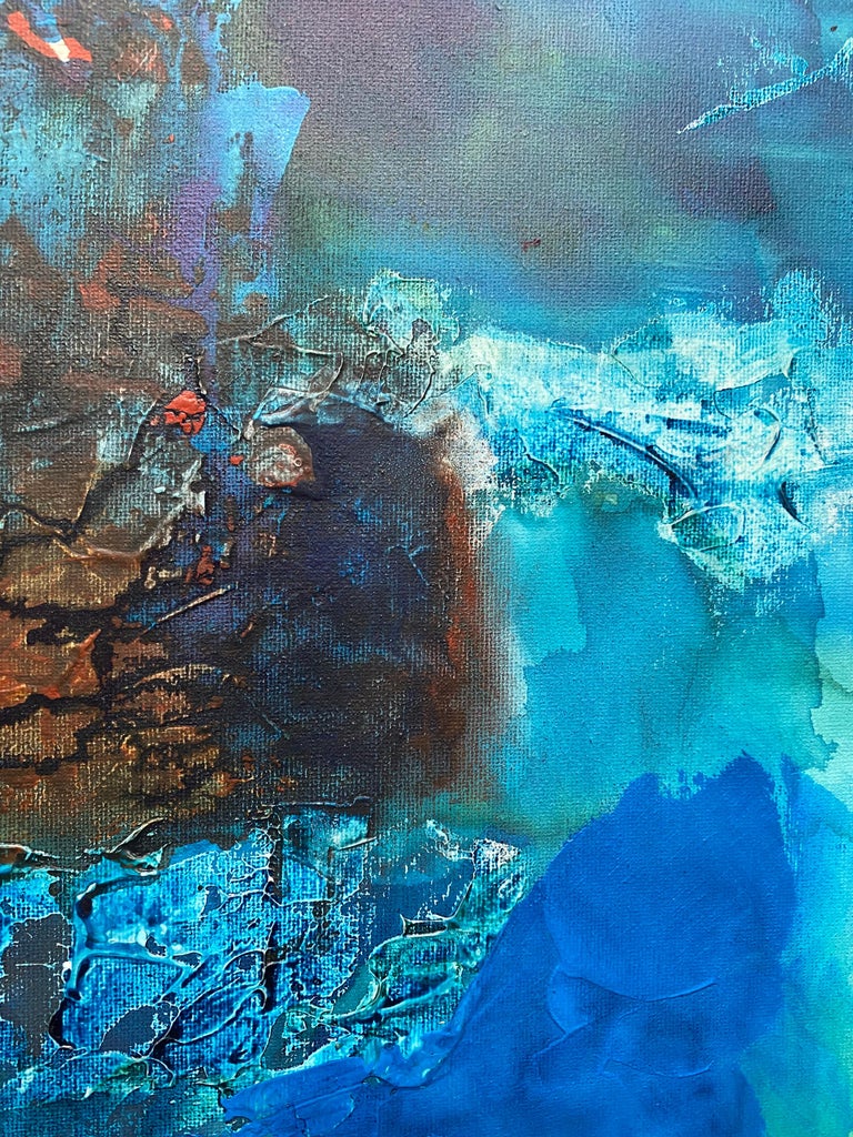 Michael Haswell - Abstract Painting by Listed British artist Turquoise ...