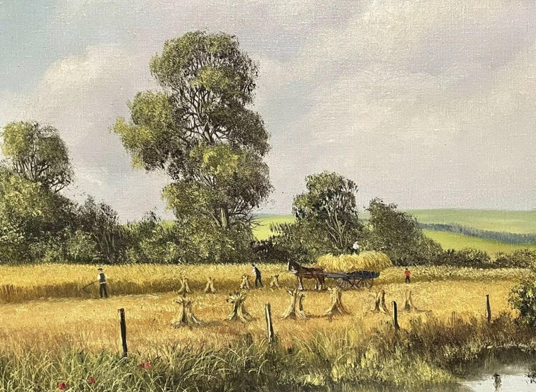 Royce Hamer - Large Vintage English Signed Oil Painting Harvest Scene ...