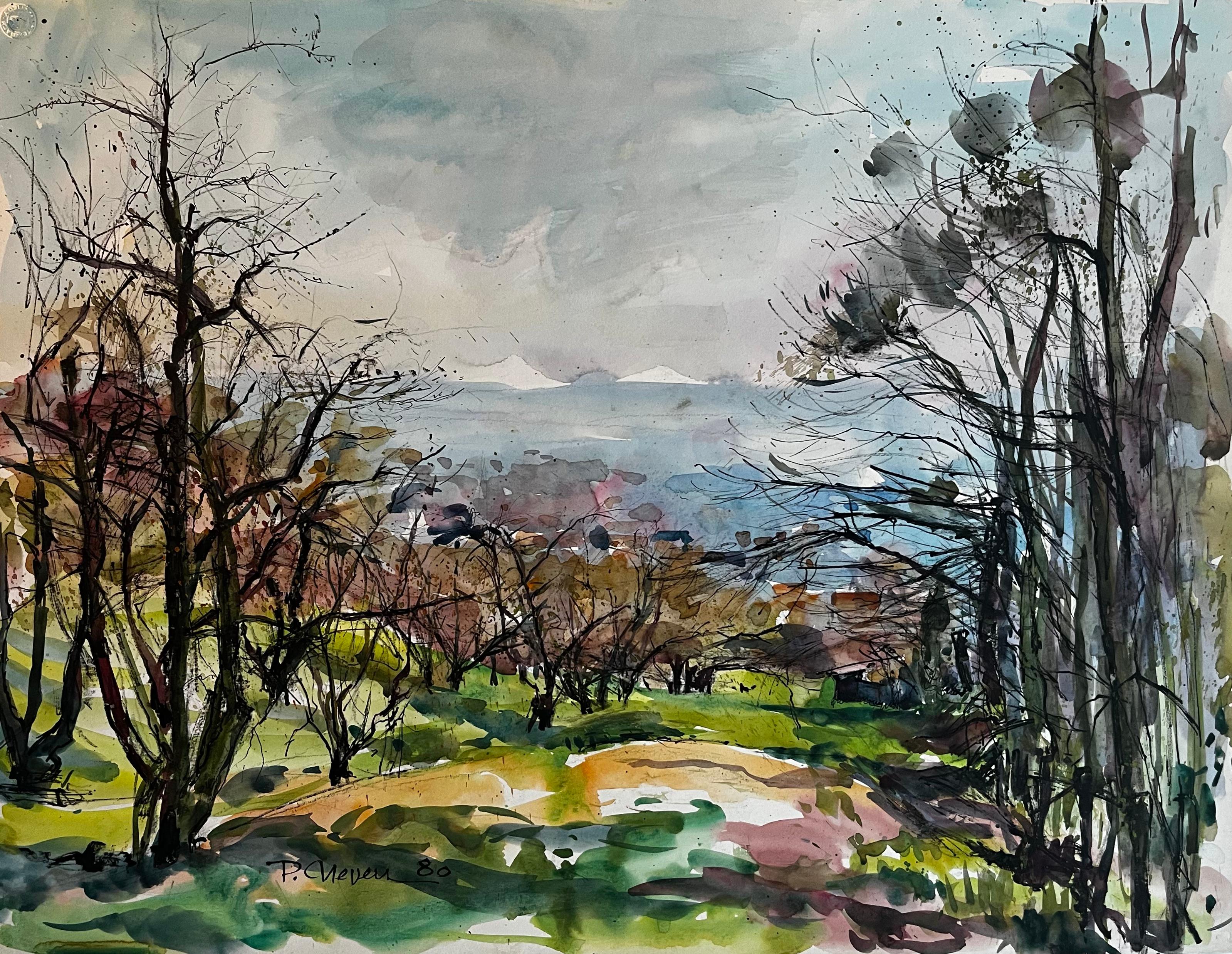 Pierre Neveu - French Open Landscape Watercolor Fields and Sky ...