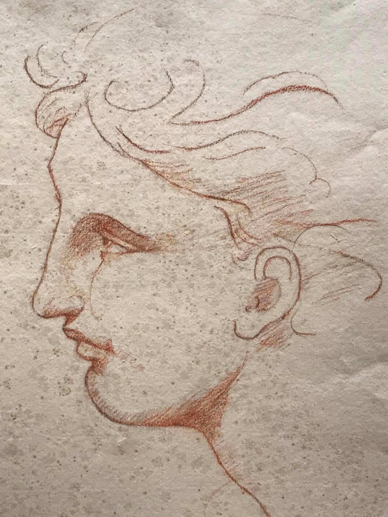 Unknown - 1870's French Romantic Classical Sanguine Drawing at 1stDibs