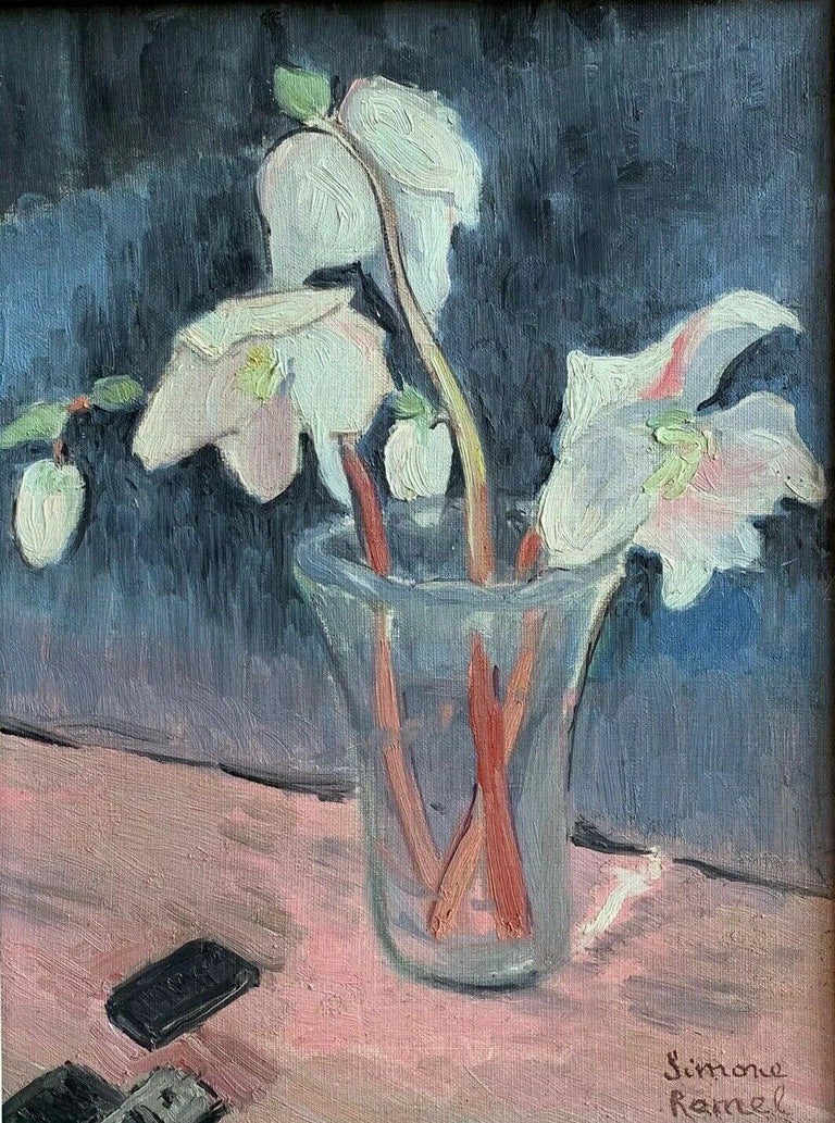 Simone Ramel - SIMONE RAMEL (FRENCH 1960'S) SIGNED OIL - FLOWERS IN ...