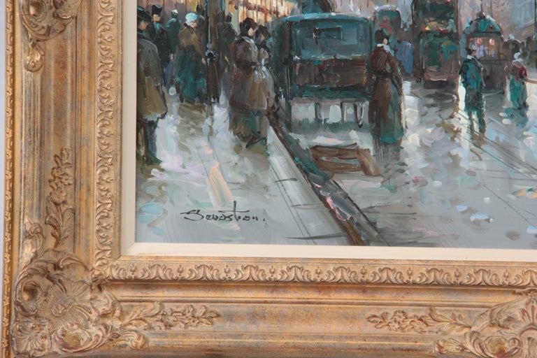 Sebastian - Large Belle Epoque French Oil Painting Bustling Boulevard ...
