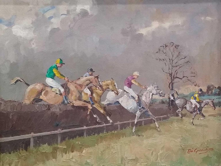 Eric Goddard - Fine British Horse Racing Oil Painting 'Steeple Chase ...