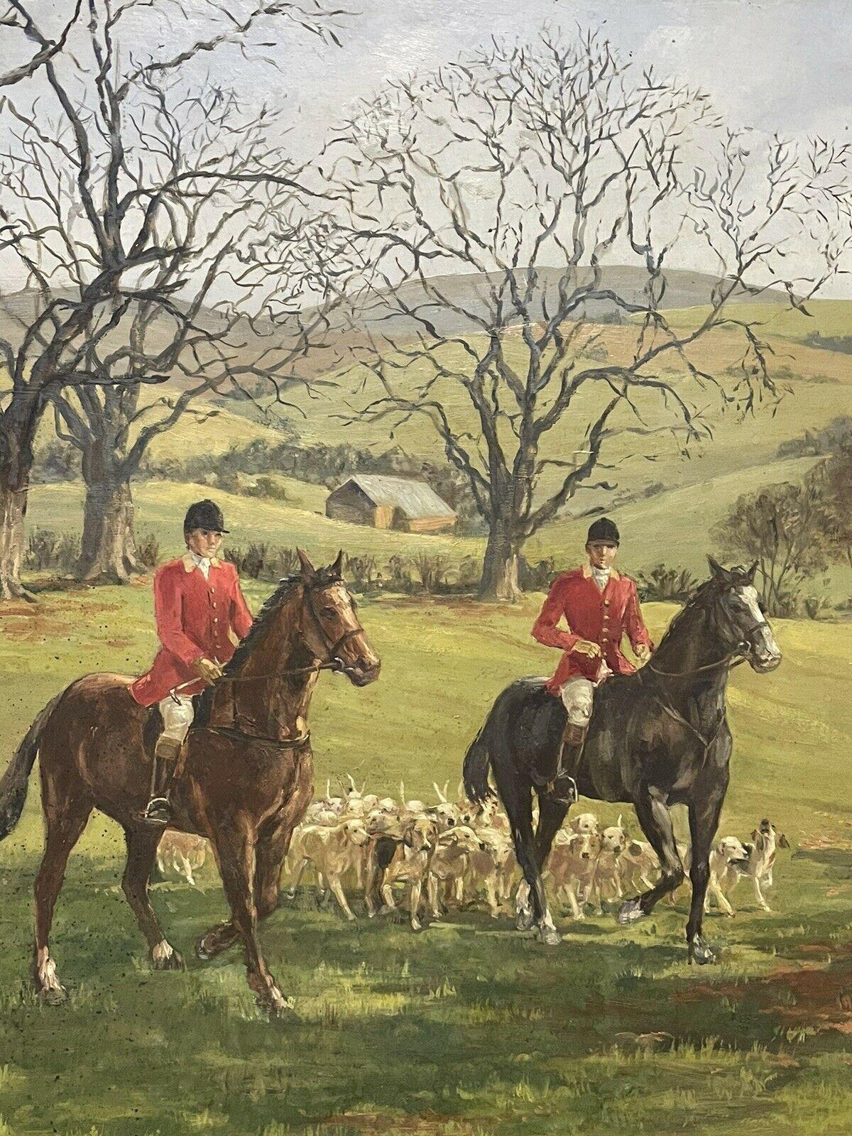British artist - BRITISH HUNTING SCENE - LARGE SIGNED ENGLISH OIL ...