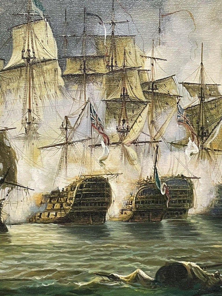 Edgar S. Nucum - HUGE NAVAL HISTORICAL BATTLE ENGAGEMENT SCENE - SIGNED ...