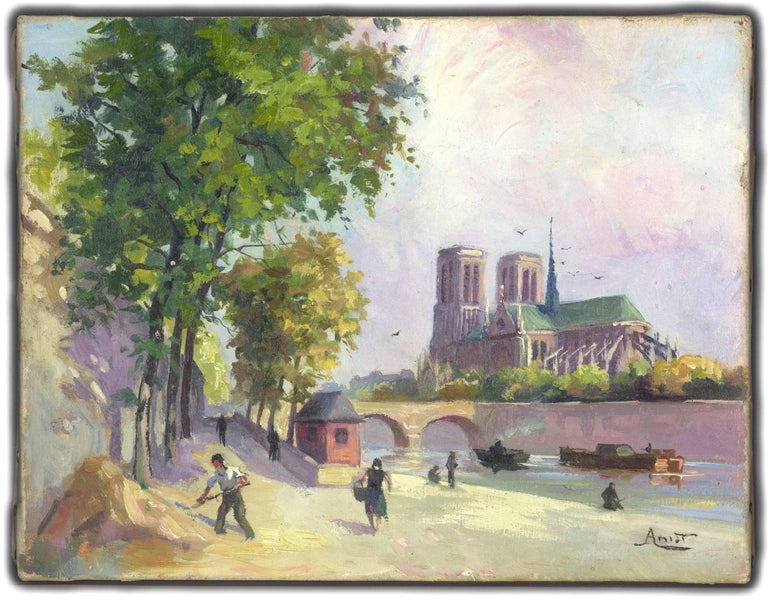 Jean Amiot - Notre Dame, Paris, From the Left Bank on a on 1940s Summer ...