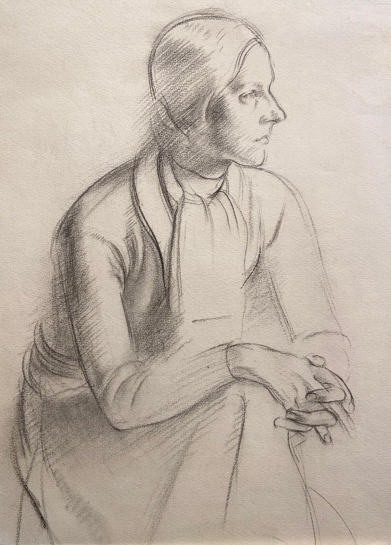 James Stroudley - Portrait of a Woman Sitting in Profile For Sale at ...