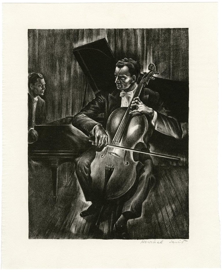 Herschel Levit - Duet — Cellist and Pianist, 1930s Lithograph For Sale ...